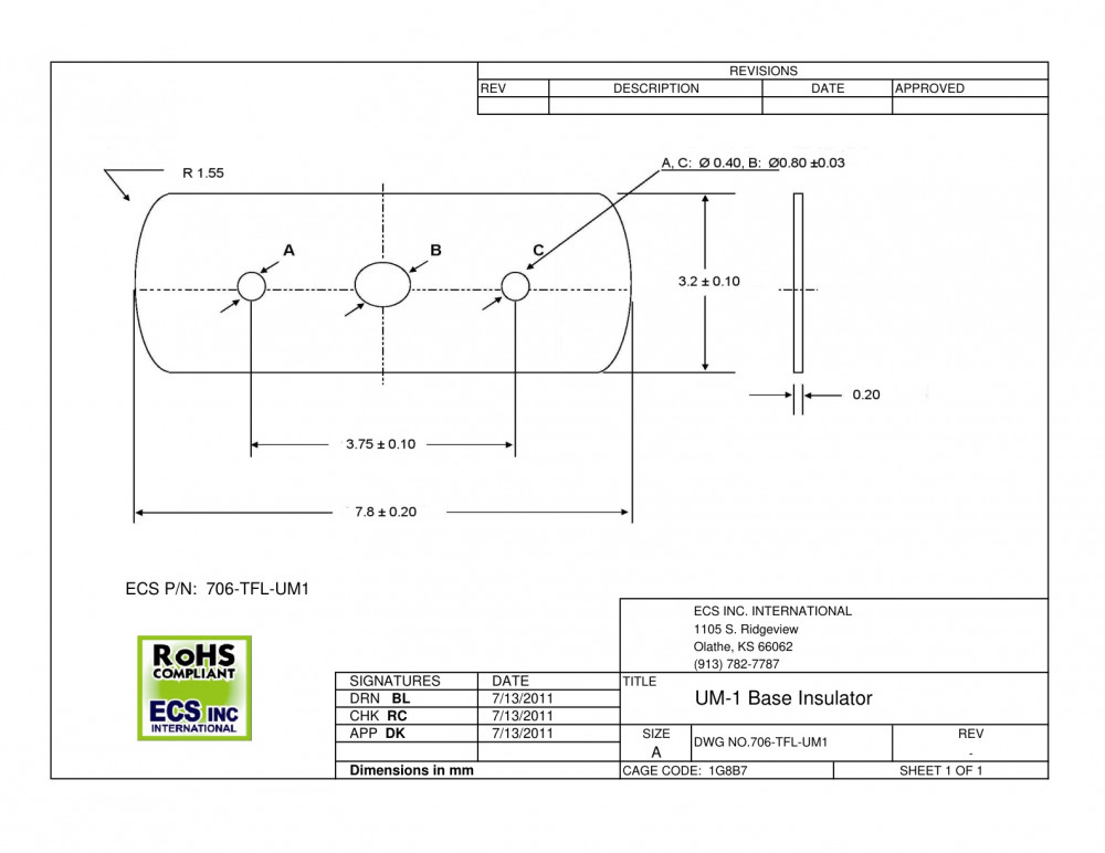 706-TFL-UM1 UM-1 Base Insulator drawing