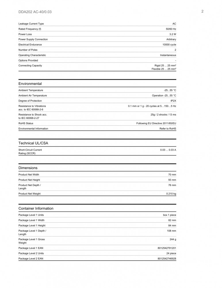 ABB DDA202 AC-40/0.03 technical document page 2