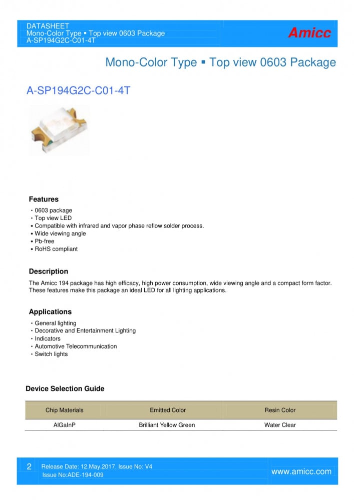A-SP194G2C-C01-4T datasheet page 2