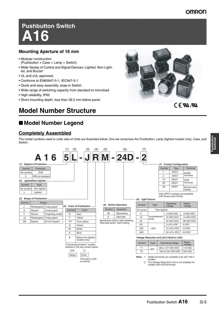 OMRON A16 documentation page 1