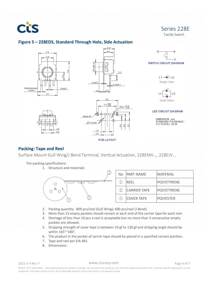 CTS 228E LED circuit information