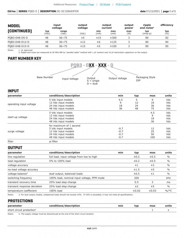 CUI PQB3-D series datasheet page 2