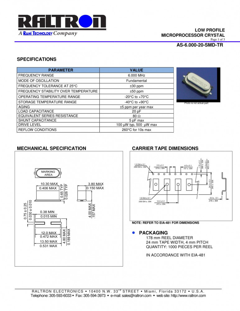 AS-6.000-20-SMD-TR datasheet page 1
