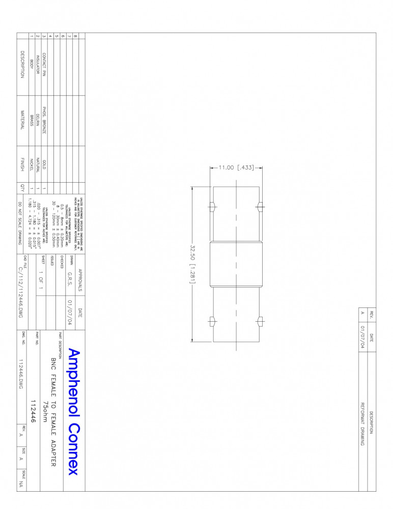Amphenol 112446 technical drawing