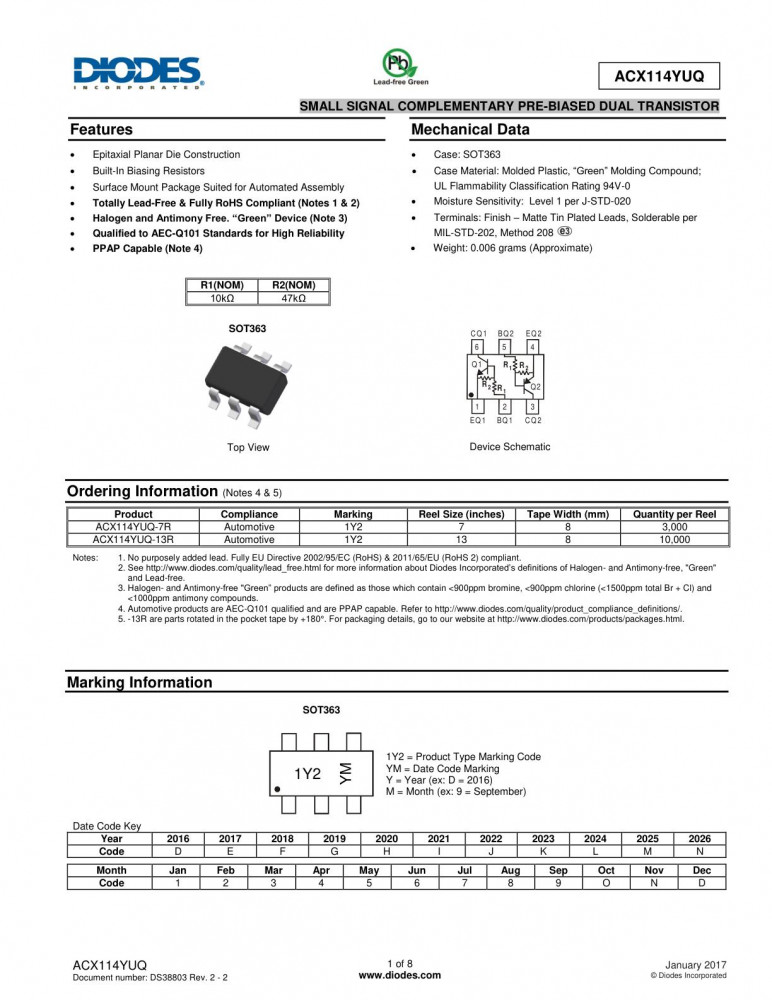 ACX114YUQ-7R datasheet page 1
