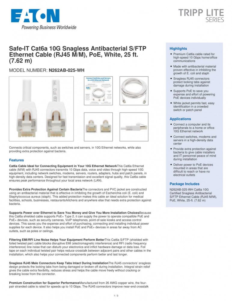N262AB-025-WH technical document page 1