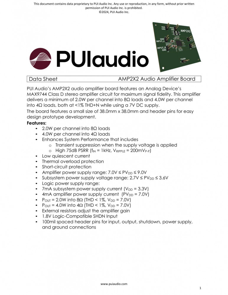 AMP2X2 datasheet page 1