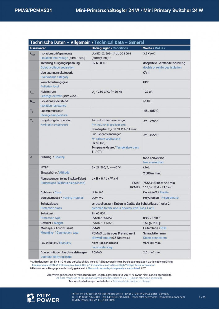 MTM Power PMAS/PCMAS24 datasheet page 4
