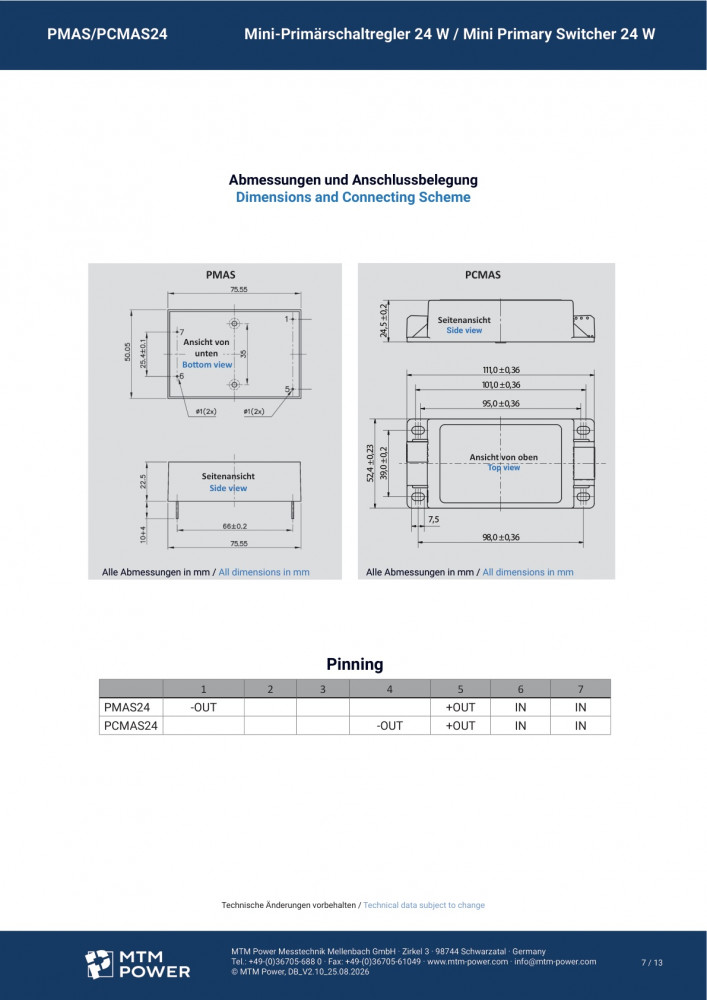 MTM Power PMAS/PCMAS24 datasheet page 7