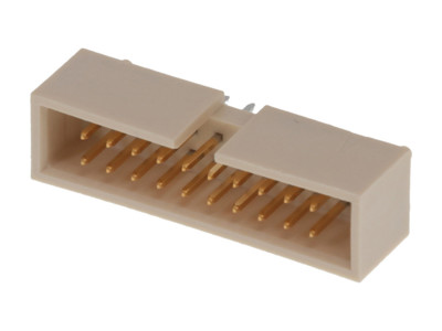 2.54mm Pitch C-Grid Header, Dual Row, Low Profile, Vertical, Shrouded, Lead-Free, 8 Circuits, Gold (Au) Flash, Beige, PCB Locators, without End  Window
