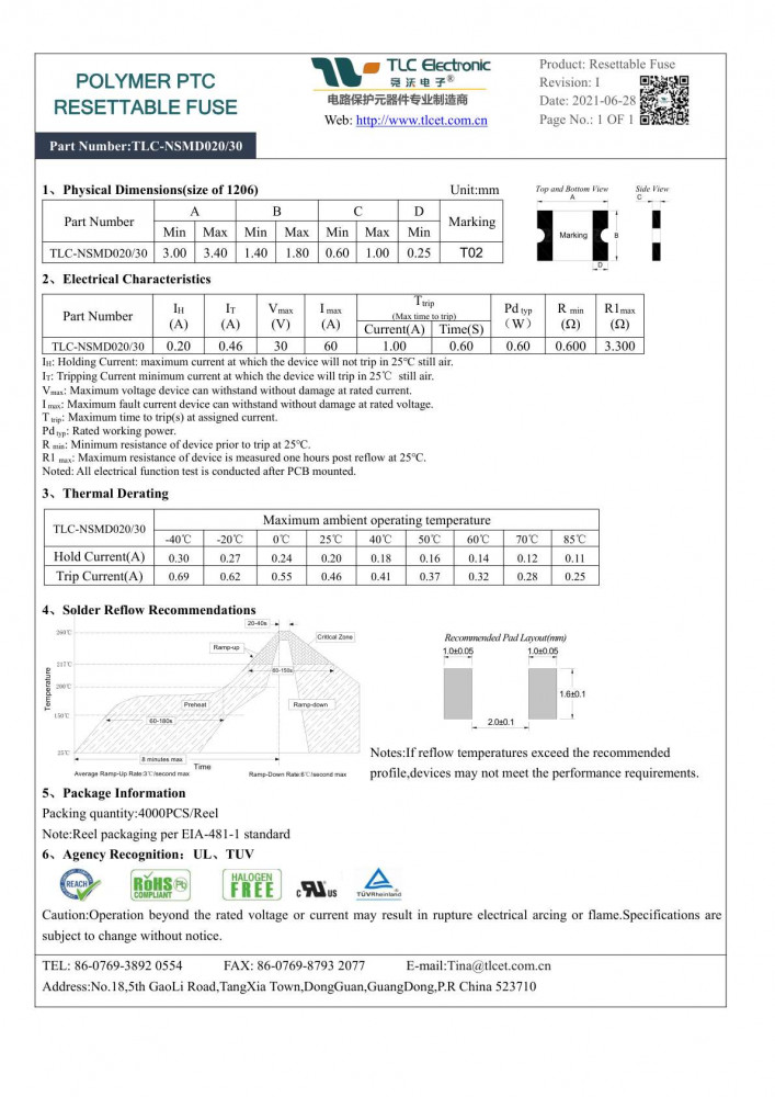 TLC-NSMD020/30 technical document page