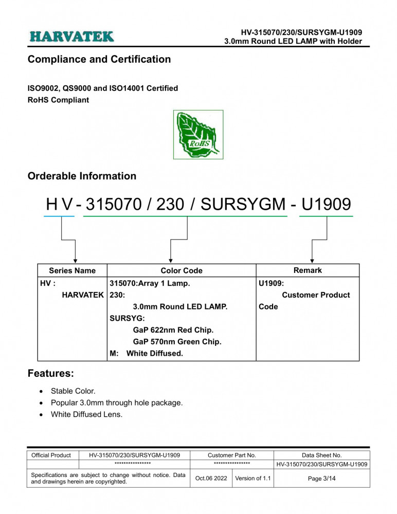 Harvatek datasheet page 3