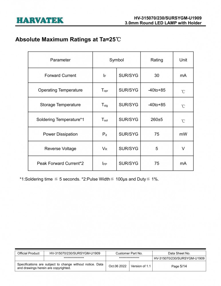 Harvatek datasheet page 5