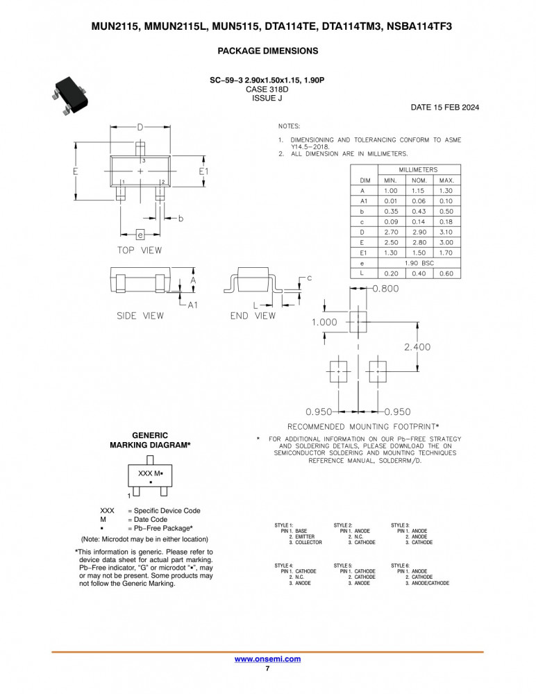 DTA114TM3T5G technical document page 7