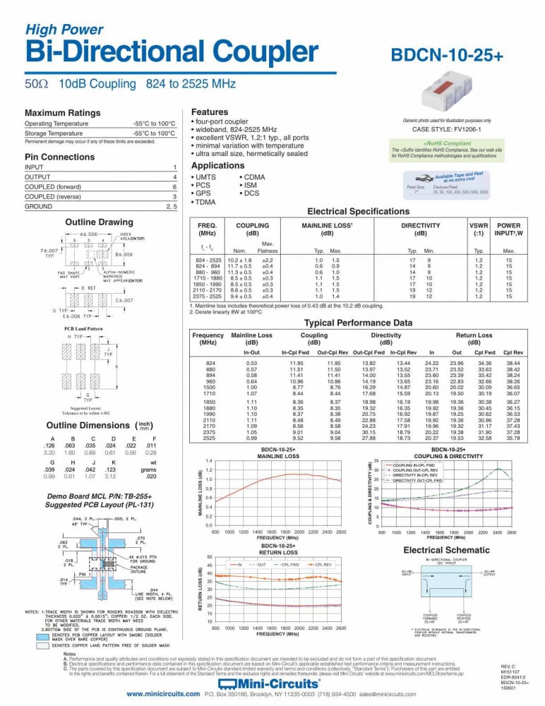 Mini-Circuits BDCN-10-25+ technical document