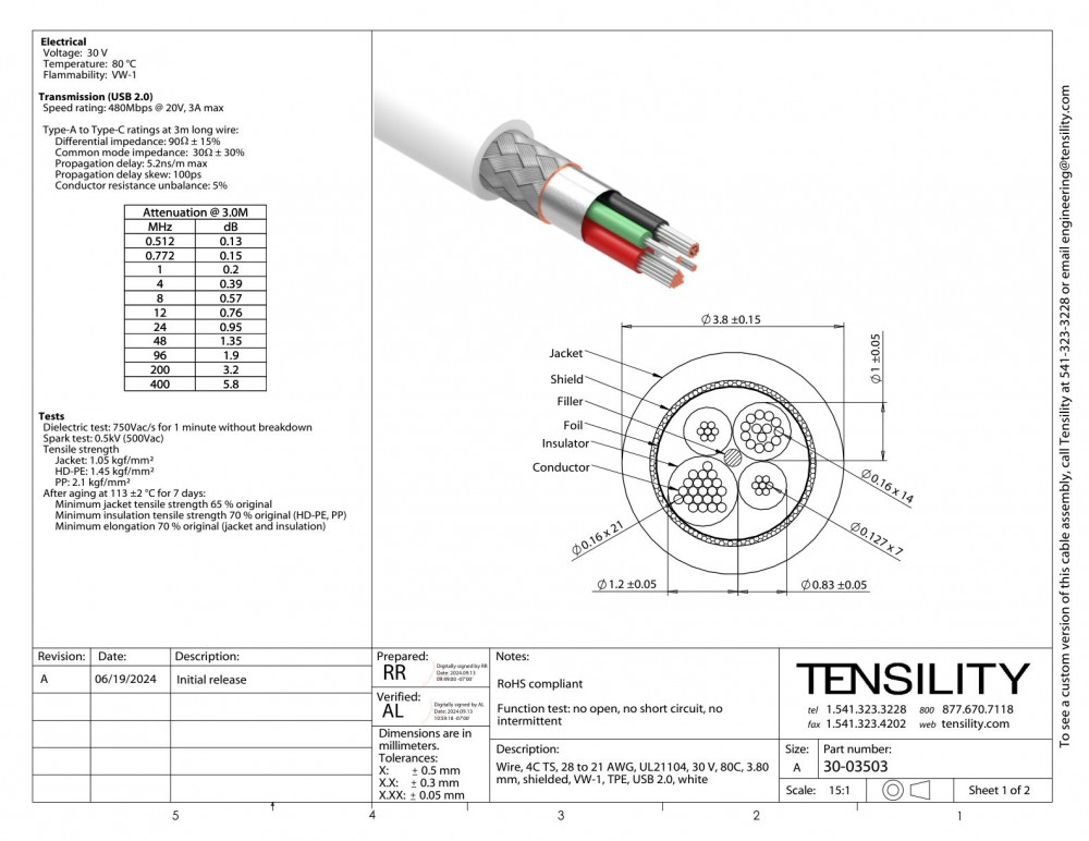 Tensility 30-03503 technical drawing, page 1