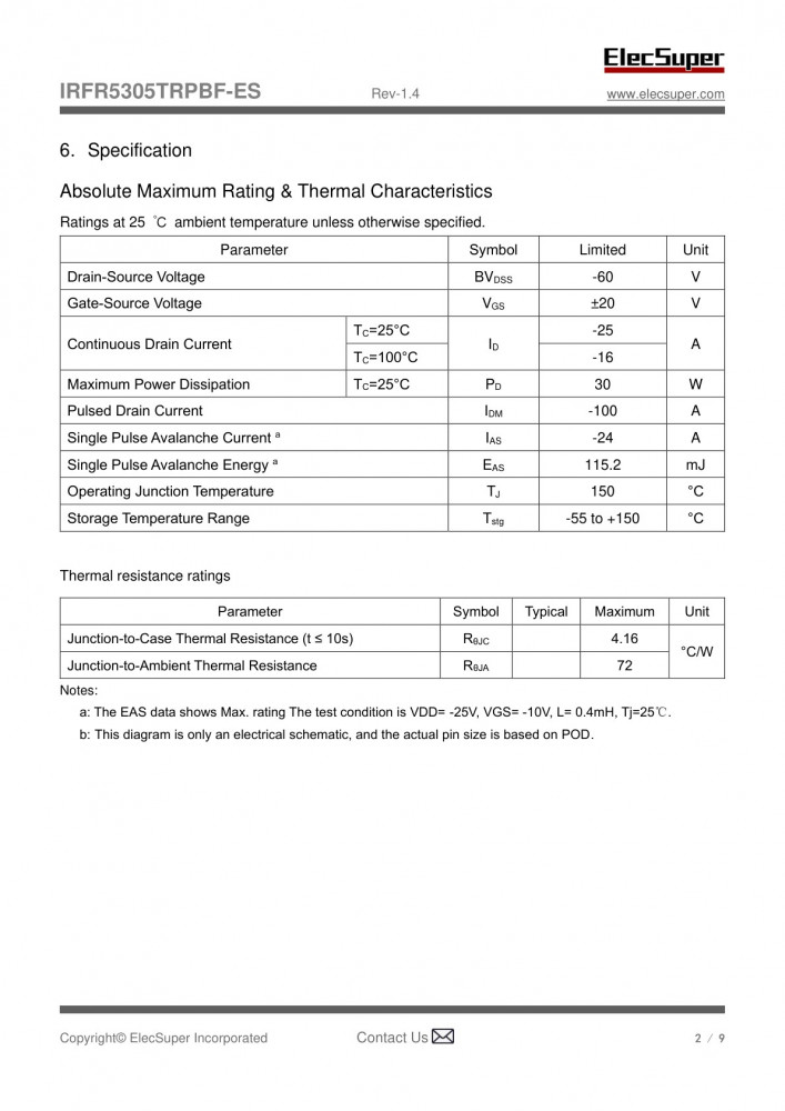 IRFR5305TRPBF-ES datasheet page 2