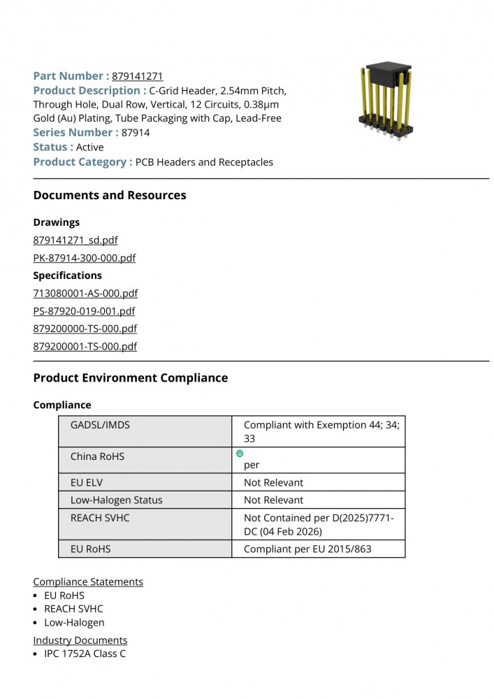 MOLEX 879141271 technical document image 1