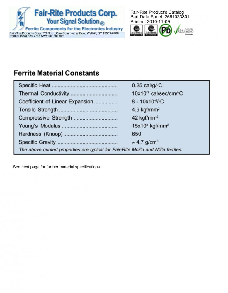 Fair-Rite 2661023801 technical document page 3