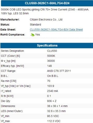 CITIZEN CLU550-3626C1-50AL7G4-B24 LED COB Chip for sale