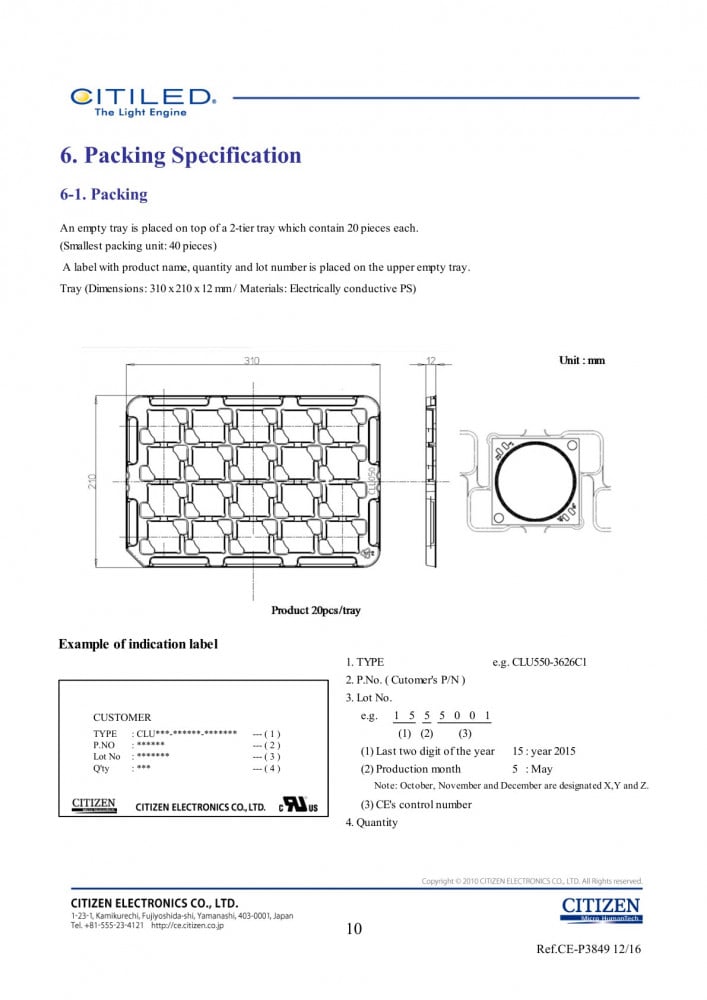 CITIZEN CLU550-3626C1 datasheet page 10