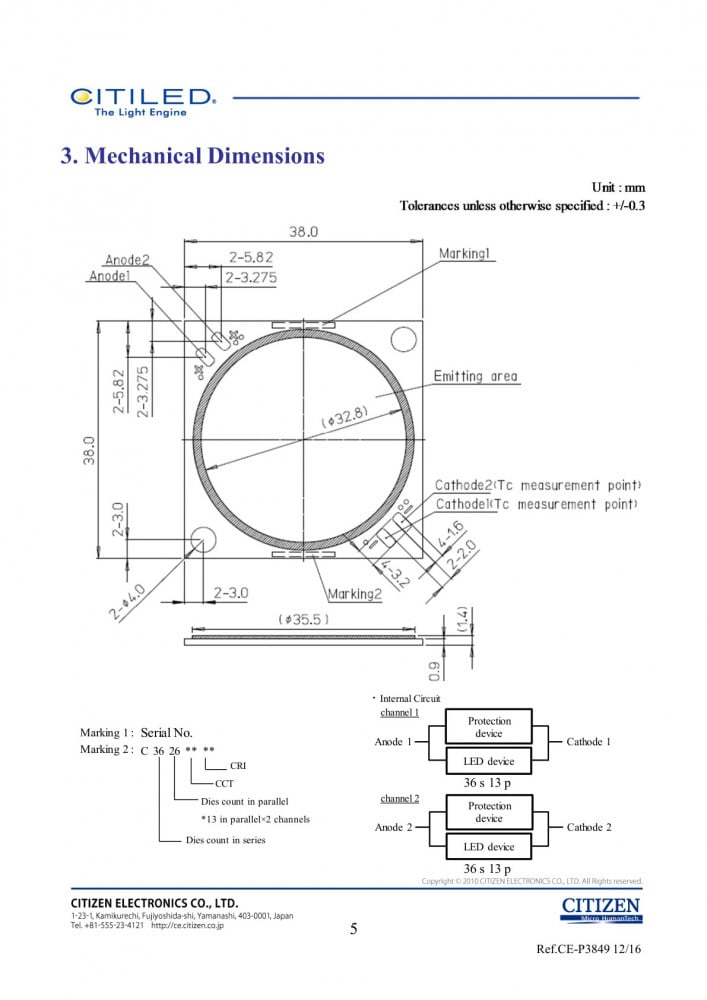 CITIZEN CLU550-3626C1 datasheet page 5