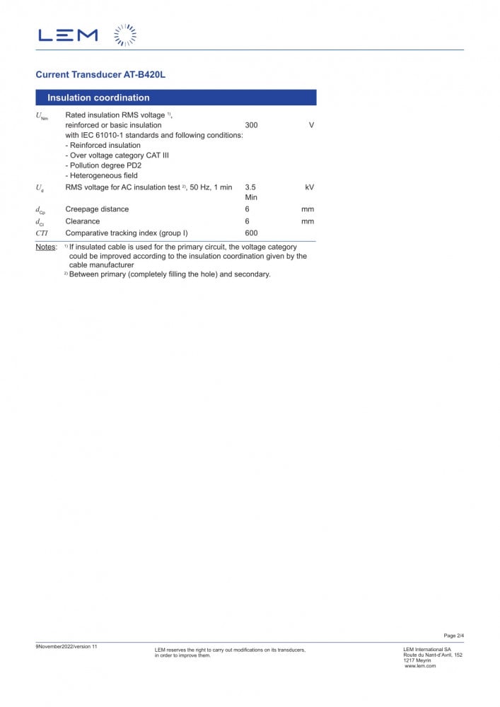 LEM AT 50 B420L technical document page 2