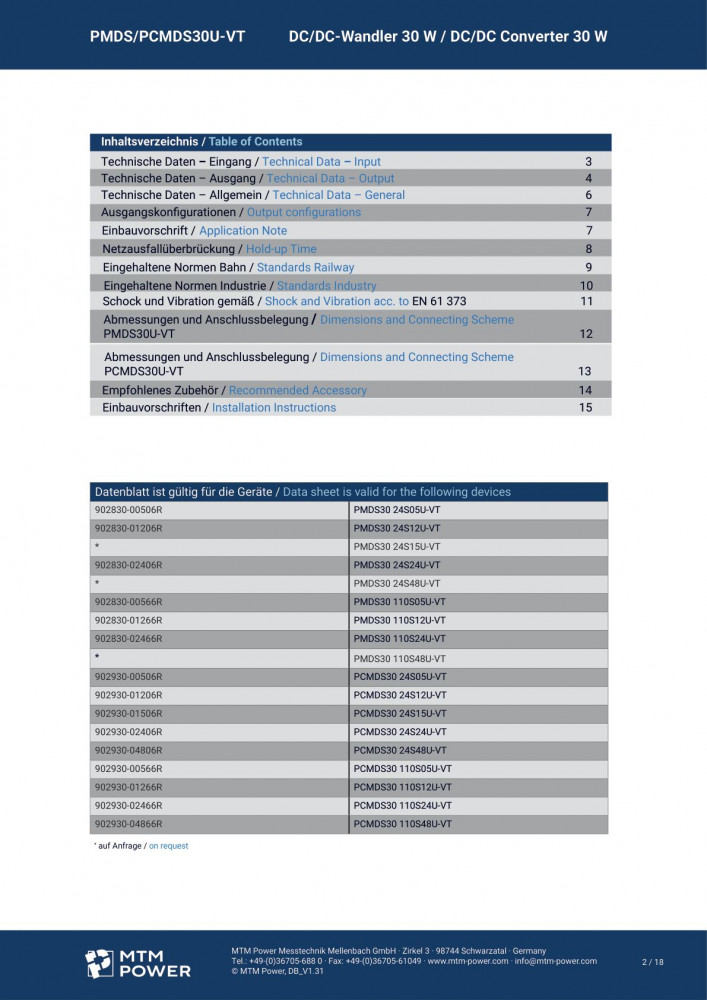 MTM Power PMDS/PCMDS30 datasheet page 2