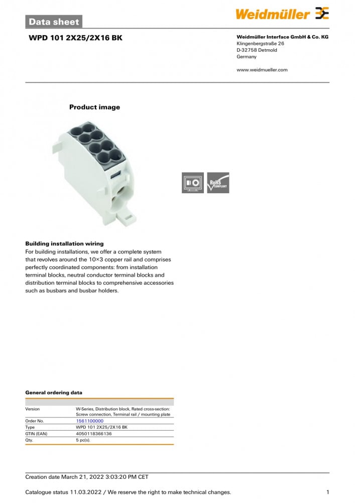 WPD 101 technical document page 1