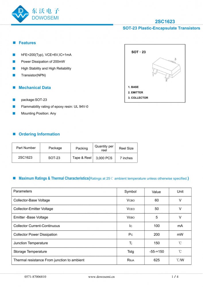 2SC1623 datasheet page 1