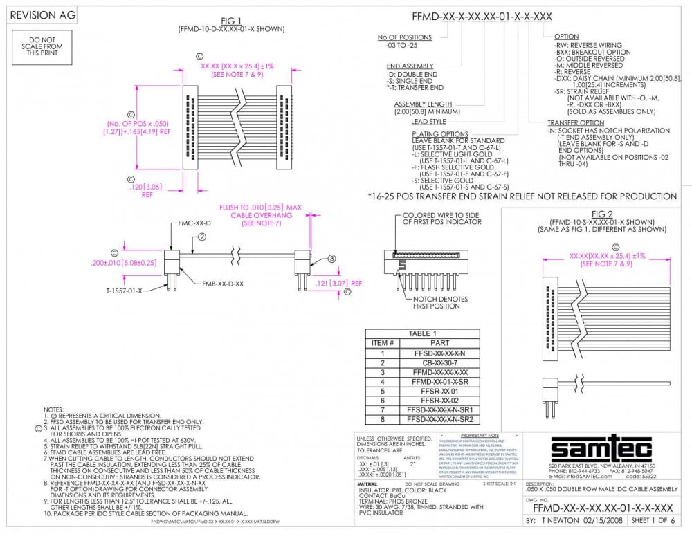 Samtec FFMD drawing page 1