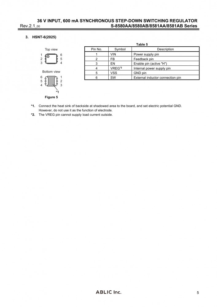 ABLIC S-8580AA datasheet page 5