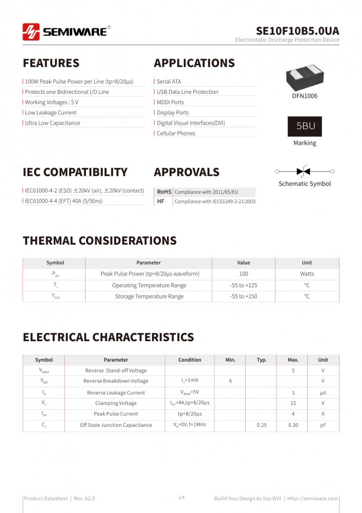 SE10F10B5.0UA datasheet page 1