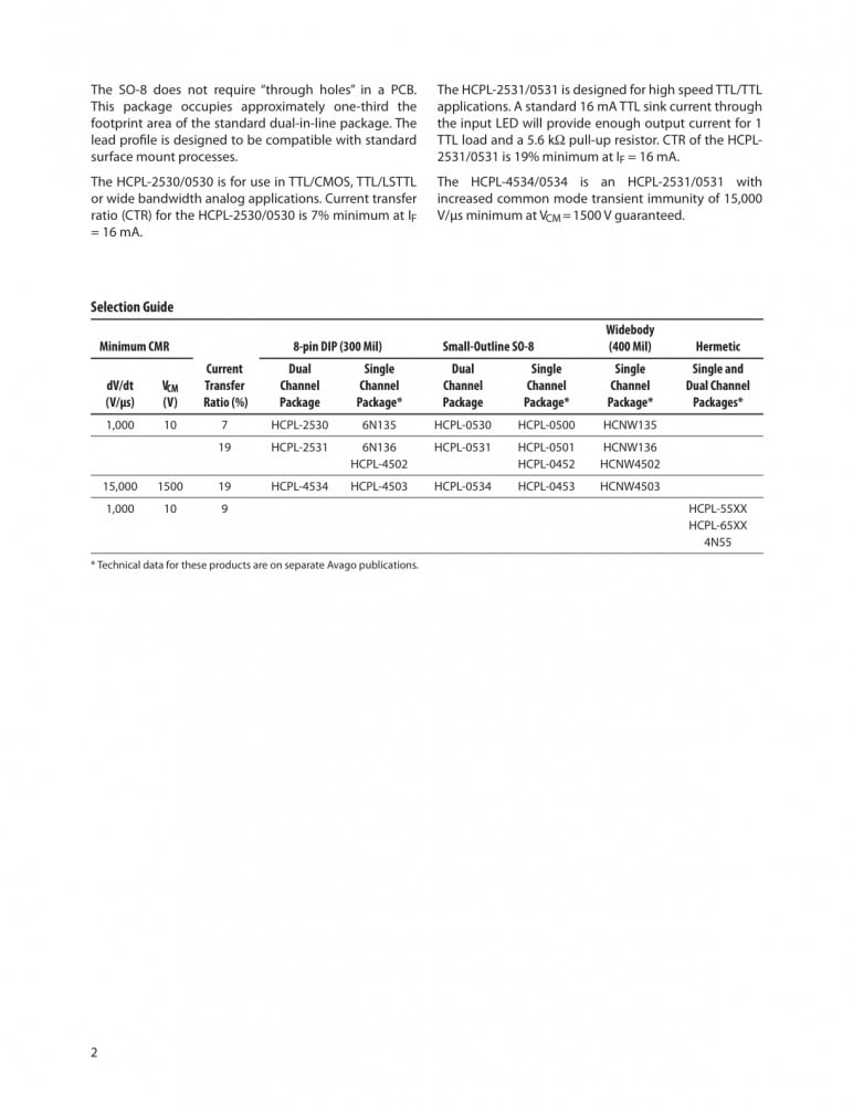 HCPL-0531 datasheet page 2