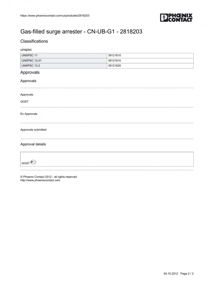 Phoenix Contact CN-UB-G1 2818203 technical document page 2