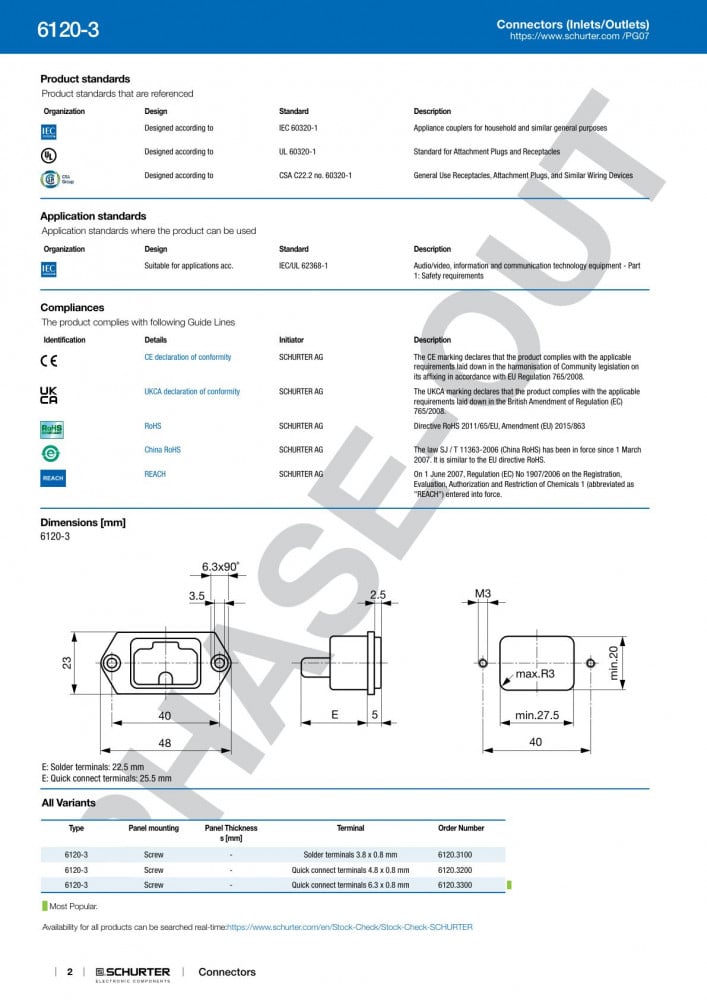 SCHURTER 6120.3300 technical document page 2