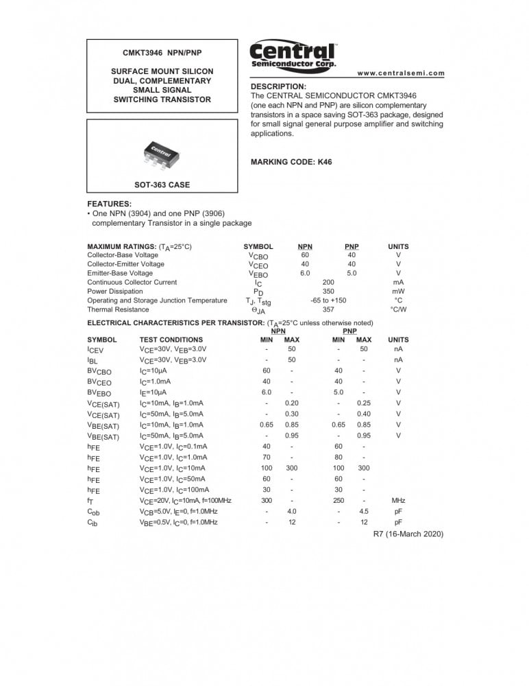 CMKT3946 datasheet page 1