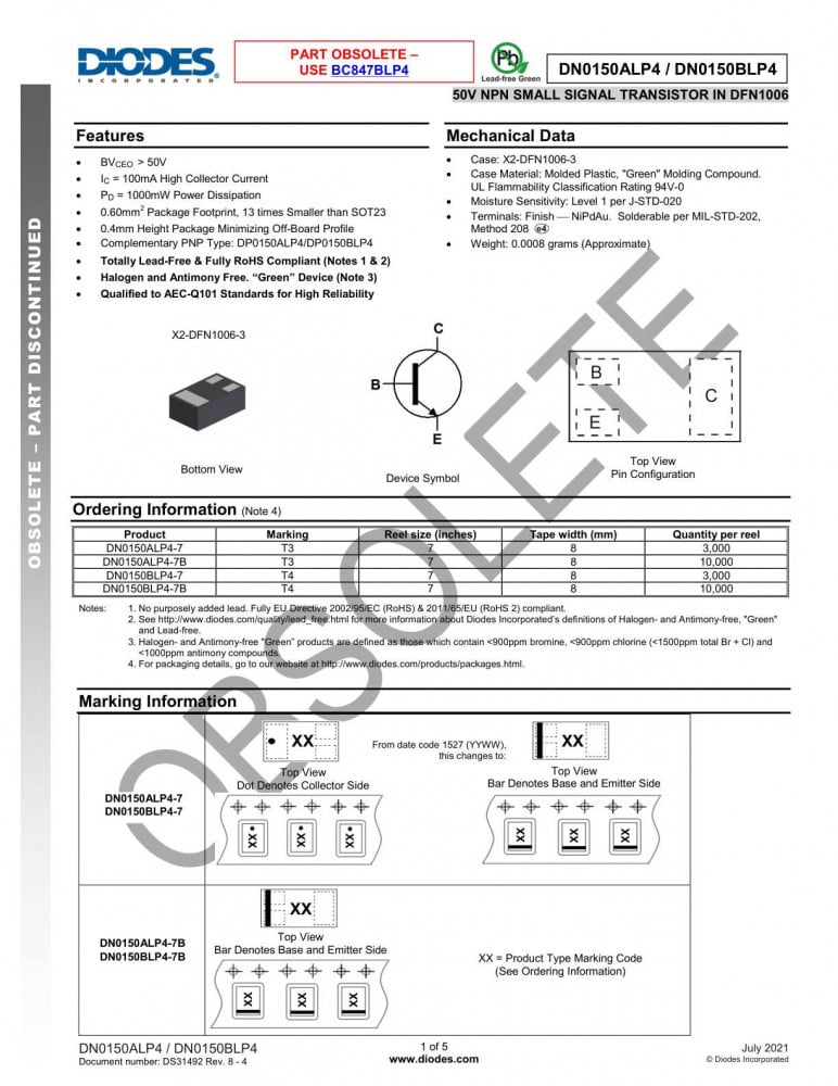 DN0150ALP4-7B datasheet page 1