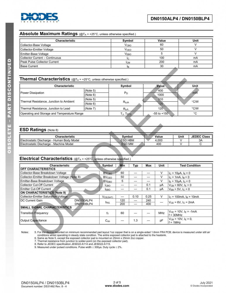 DN0150ALP4-7B datasheet page 2