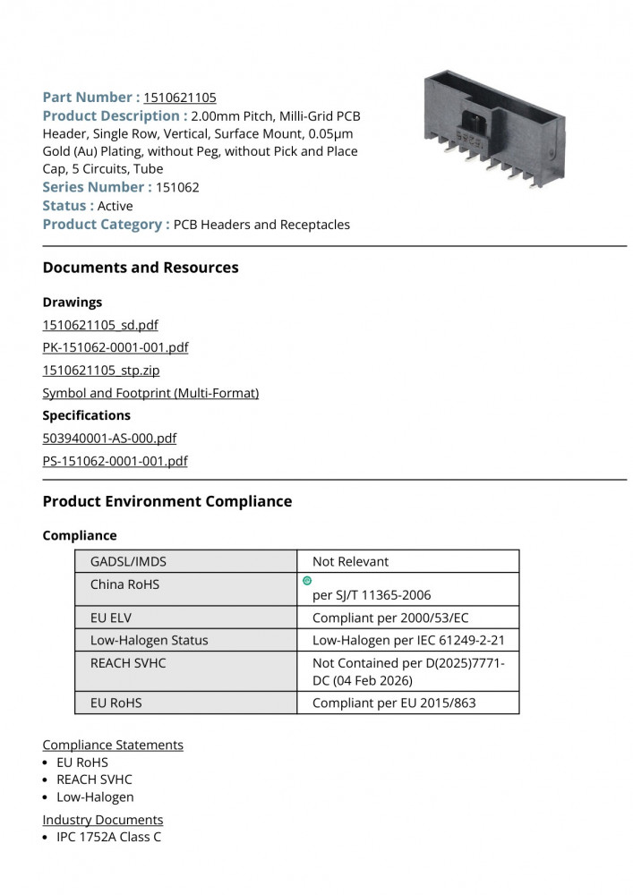 Molex Milli-Grid product specification page 1