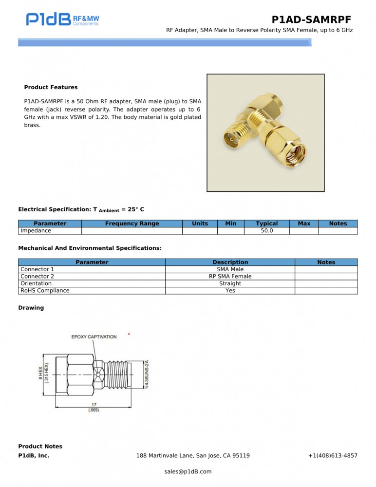 P1AD-SAMRPF product documentation page 1