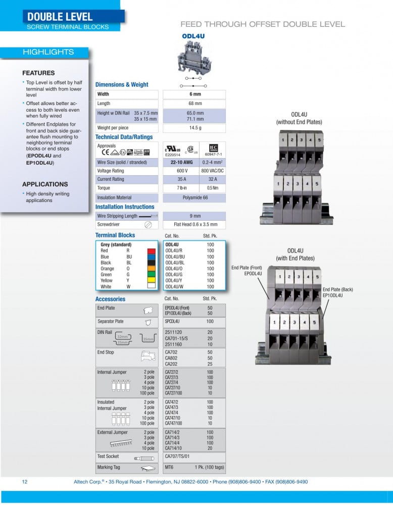 Altech terminal block datasheet page 3