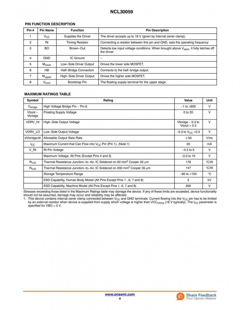NCL30059 datasheet page 4