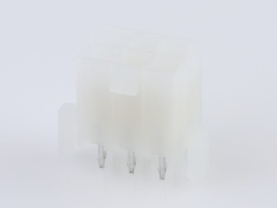 Mini-Fit Jr. Vertical Header, 4.20mm Pitch, Dual Row, 6 Circuits, with Snap-in Plastic Peg PCB Lock, Gold, Natural for sale