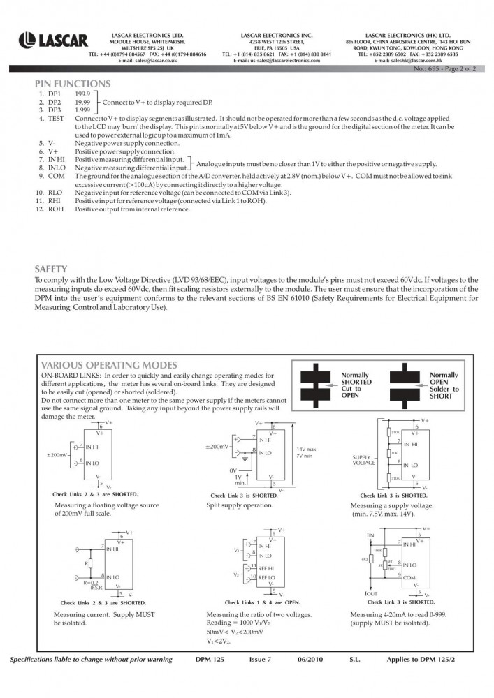 Lascar Electronics DPM 125 datasheet page 2