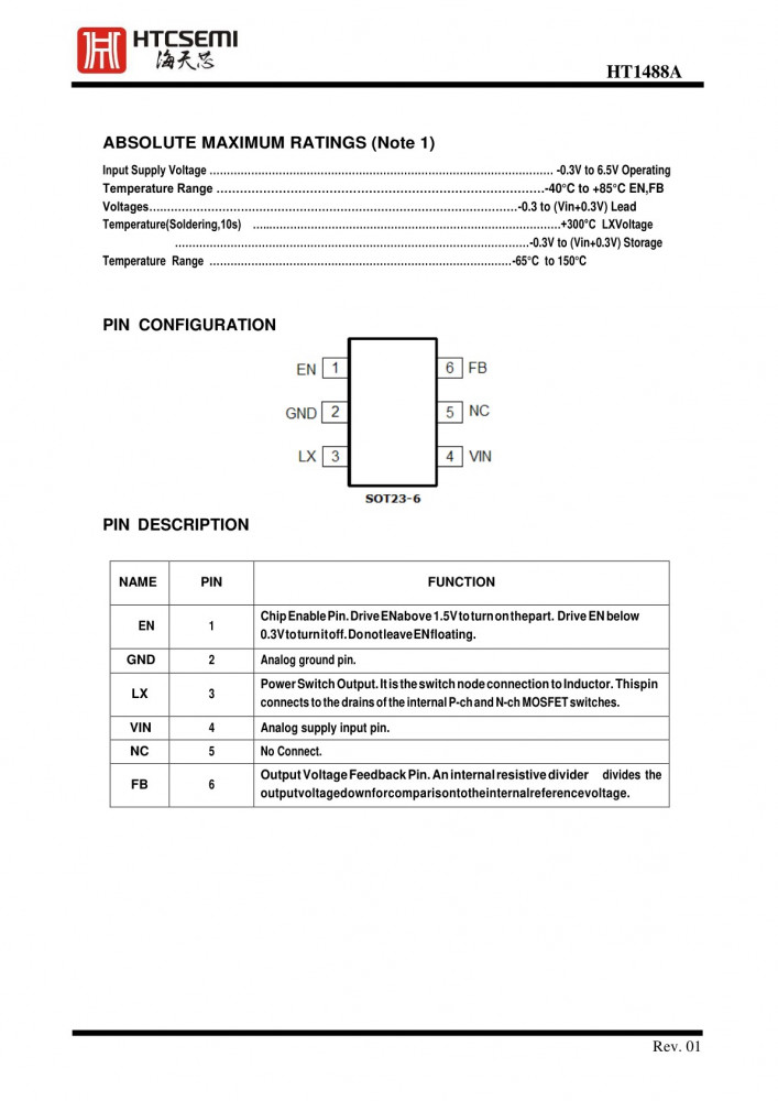 HT1488ARTZ datasheet page 2