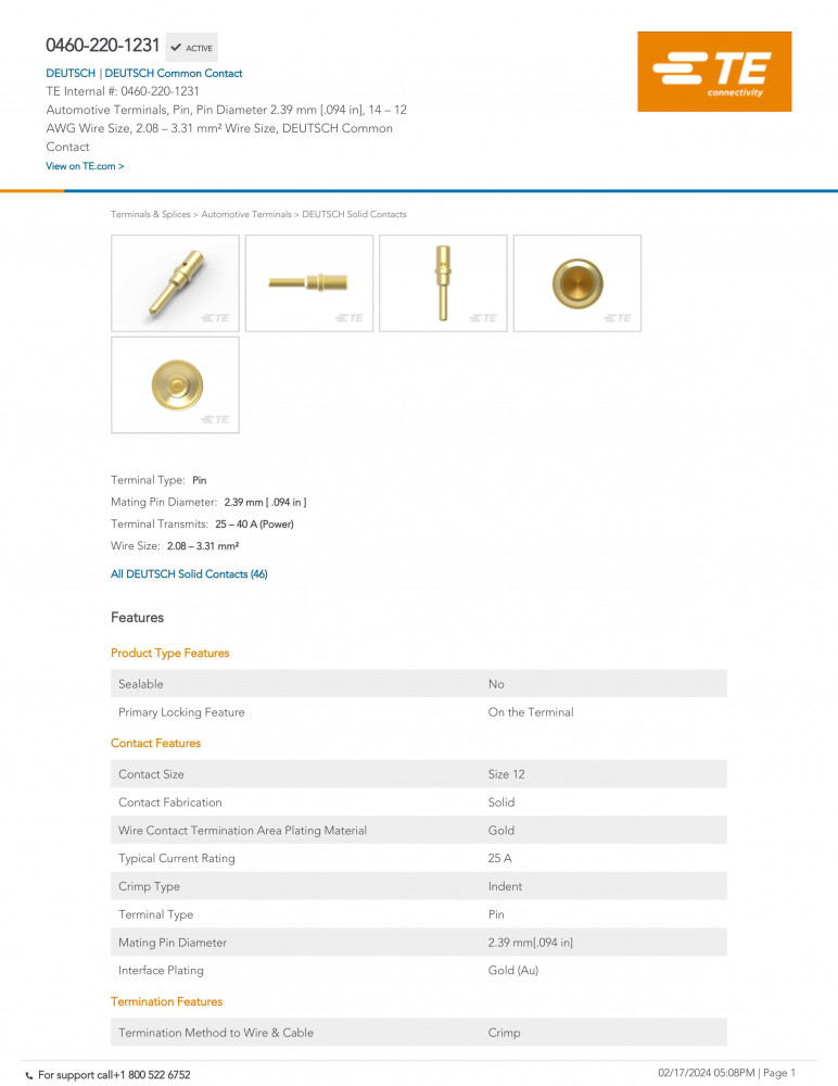 0460-220-1231 technical document page 1