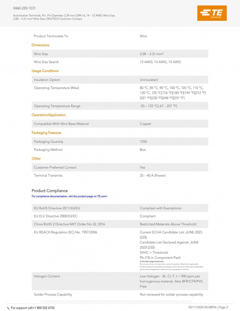 0460-220-1231 technical document page 2