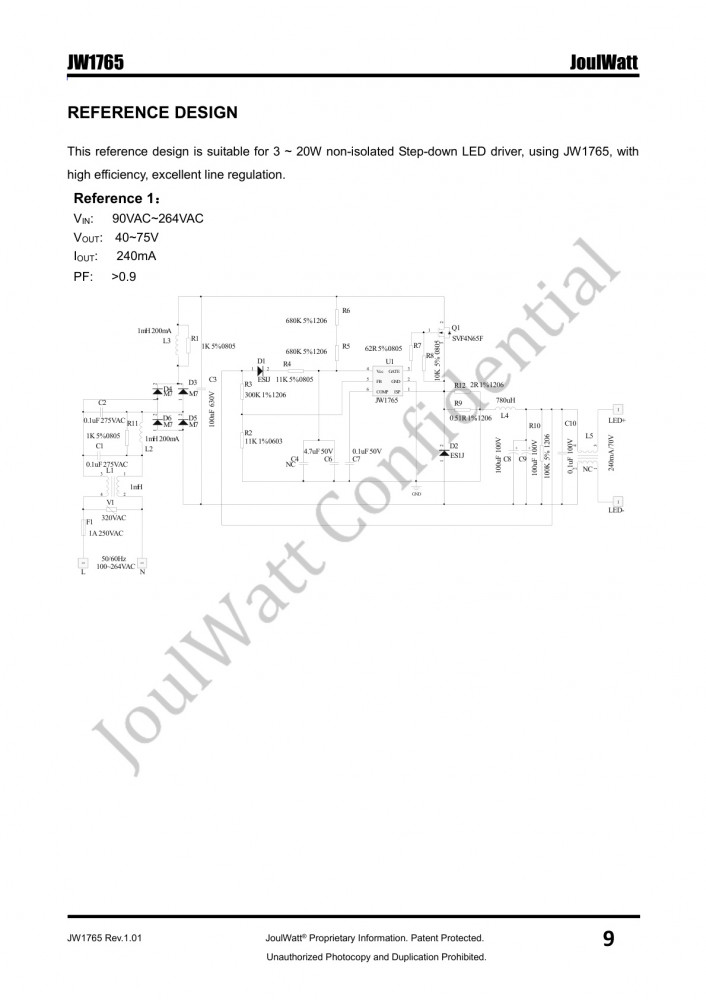 JW1765 datasheet page 9