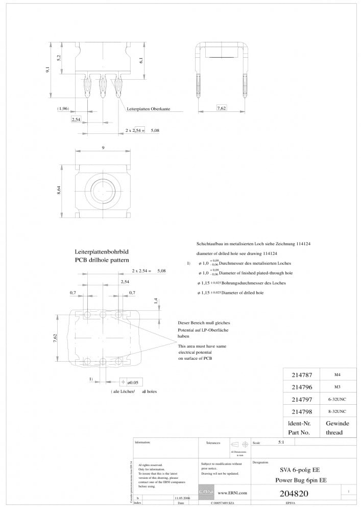 ERNI 214787 technical drawing page 1